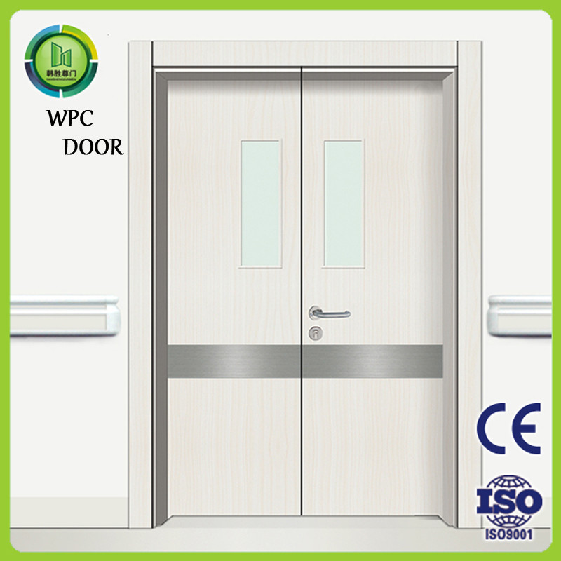 Fire Rated WPC Double Doors Hospital Use Recyclable With Glass