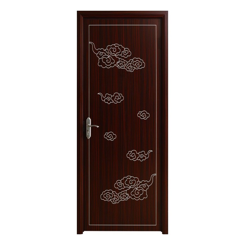 Carved Design WPC Hollow Door With Hinged Installation And Hollow Glass ...